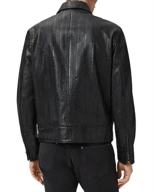 John Varvatos Benjamin Embossed Leather Jacket