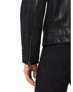John Varvatos Benjamin Embossed Leather Jacket