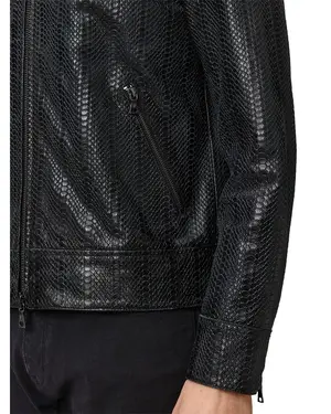 John Varvatos Benjamin Embossed Leather Jacket