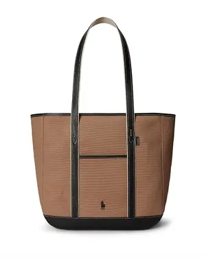 Polo Ralph Lauren Medium Canvas Shopper Tote - Porcelain/black