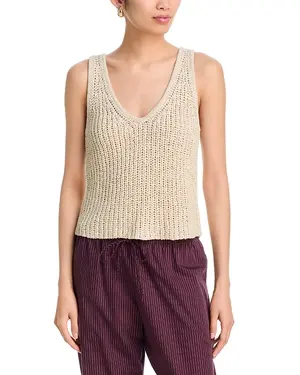 Aqua Tape Yarn V Neck Knit Tank