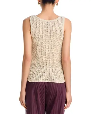 Aqua Tape Yarn V Neck Knit Tank