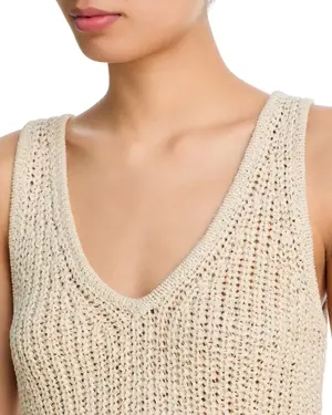 Aqua Tape Yarn V Neck Knit Tank