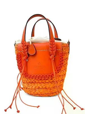 CUBA LAB Habanera Woven Bucket Bag - Orange