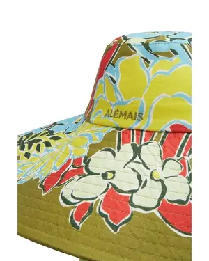 ALEMAIS Wide Brim Sun Hat With Floral Print And Tie Detail - Multi