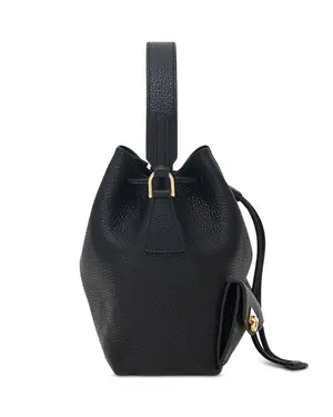FERRAGAMO Mini Textured Leather Bucket Bag - Nero