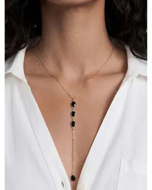 Ettika Lariat Necklace With Cubic Zirconia - Black