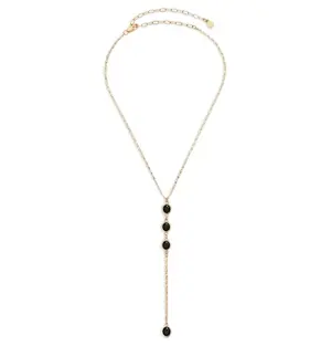 Ettika Lariat Necklace With Cubic Zirconia - Black