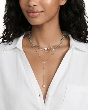 Ettika Layered Pearl Lariat Necklace
