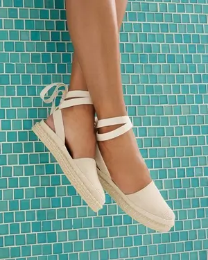 Rothy's D'orsay Espadrille Flats With Ankle Tie - Seashell