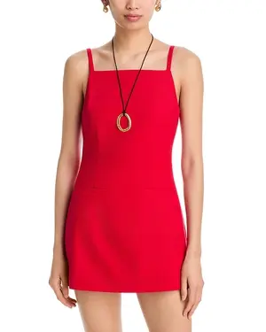 Aqua Britt Linen Blend Dress - Red