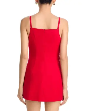 Aqua Britt Linen Blend Dress - Red