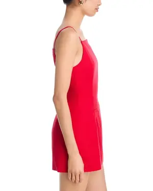 Aqua Britt Linen Blend Dress - Red