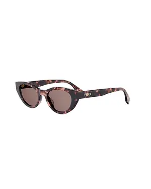 Fendi Lettering Oval Sunglasses, 51mm - Havana/brown