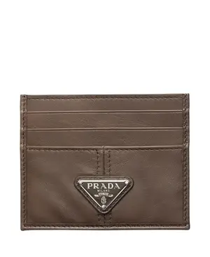 Prada Leather Card Holder - Grey