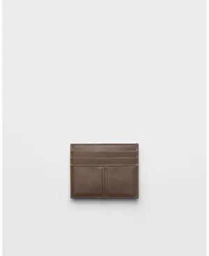 Prada Leather Card Holder - Grey
