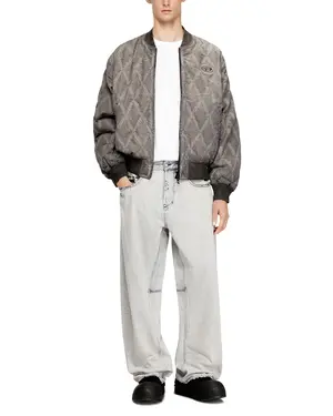 DIESEL® J-type Argyle Diamonds Logo Bomber Jacket - Grey