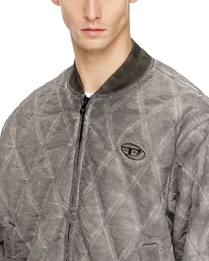 DIESEL® J-type Argyle Diamonds Logo Bomber Jacket - Grey