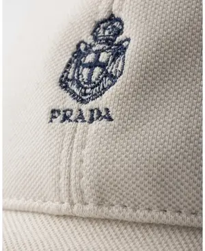Prada Embroidered Logo Pique Baseball Cap - Neutral