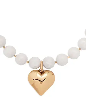 Ettika Heart Stone Beaded Pendant Necklace - Bone