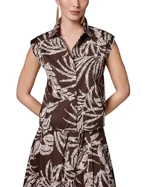 Donna Karan New York Sleeveless Shirt With Drawstring Hem - Canyon Multi