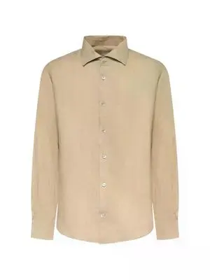 Eleventy Linen Spread-collar Shirt - Neutrals