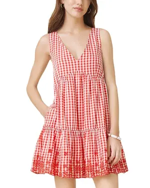 Splendid Tiered Mini Dress With Embroidery - Firework/white