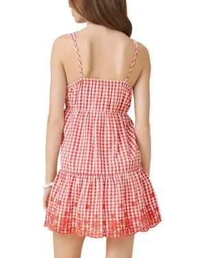 Splendid Tiered Mini Dress With Embroidery - Firework/white