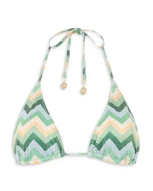 MILLY Metallic Chevron Bikini Top