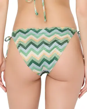 MILLY Metallic Chevron Side Tie Bikini Bottom
