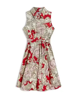 HOBBS LONDON Sleeveless Collared Printed Midi Dress With Belt