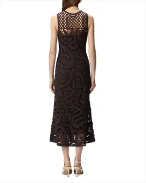 Pinko Bufera Geometric Crochet Midi Dress