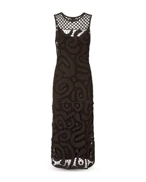 Pinko Bufera Geometric Crochet Midi Dress