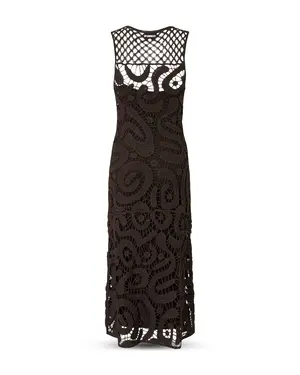Pinko Bufera Geometric Crochet Midi Dress