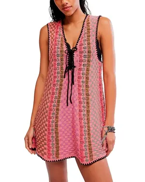 Free People Amalfi Twist Mini Dress - Pink Pop Combo