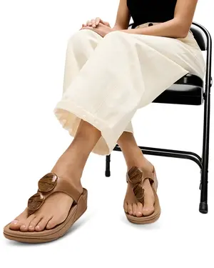 Fitflop Lulu Embellished Wedge Sandals - Deep Tan