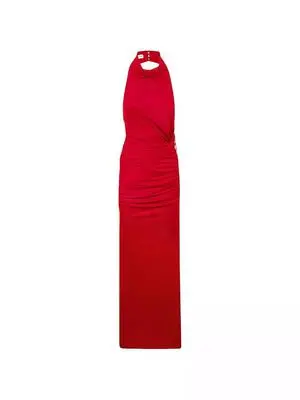 Andamane The Attico Ruched Halterneck Maxi Dress - Red