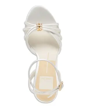 Dolce Vita Strappy Embellished Block Heel Sandals - True White