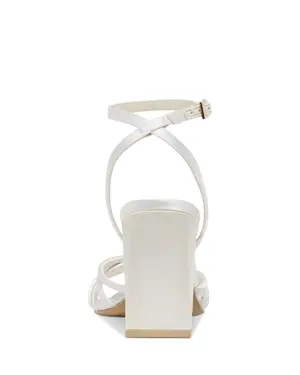 Dolce Vita Strappy Embellished Block Heel Sandals - True White