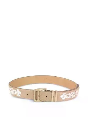Ermanno Scervino Embroidered Suede Belt - Neutrals