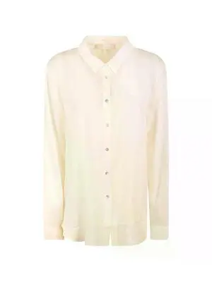 NOUVELLE SILK95FIVE Cream Satin Button-down Shirt