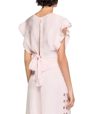 Sandro Floral Jacquard Crop Top
