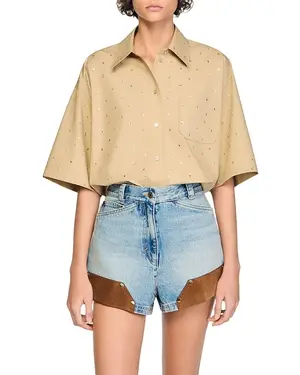 Sandro Embellished Cotton Shirt