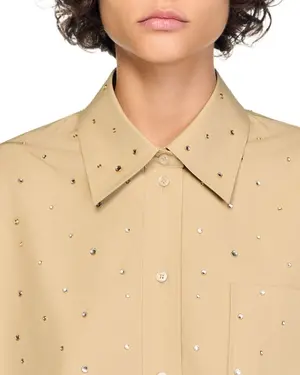 Sandro Embellished Cotton Shirt