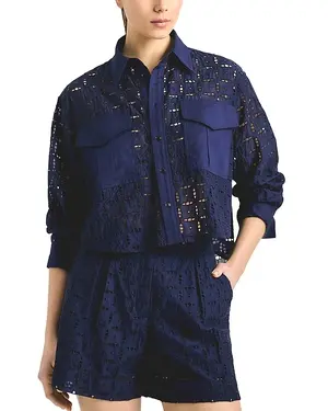 Derek Lam 10 Crosby Cropped Embroidered Shirt