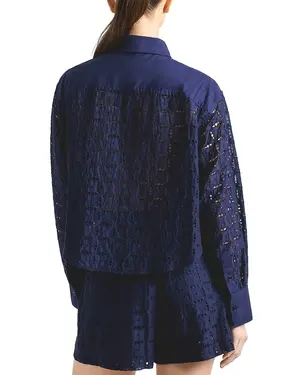 Derek Lam 10 Crosby Cropped Embroidered Shirt