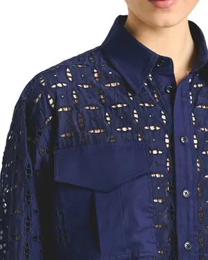 Derek Lam 10 Crosby Cropped Embroidered Shirt