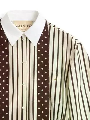 Valentino Garavani Printed Striped Poplin Shirt Dress - Neutrals