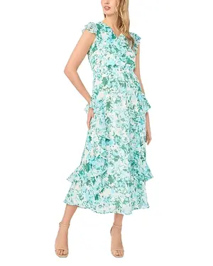 CECE DUPRAZ Ruffle Trim Midi Dress