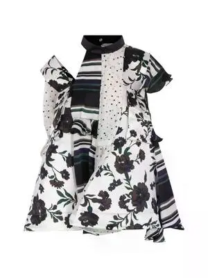 Sacai Floral-print Patchwork Blouse - Black